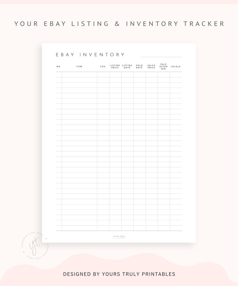 Ebay Inventory Tracker Printable Listing Planner Reseller - Etsy UK