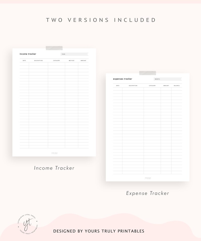 Income and Expense Tracker Printable Monthly Budget Planner | Etsy