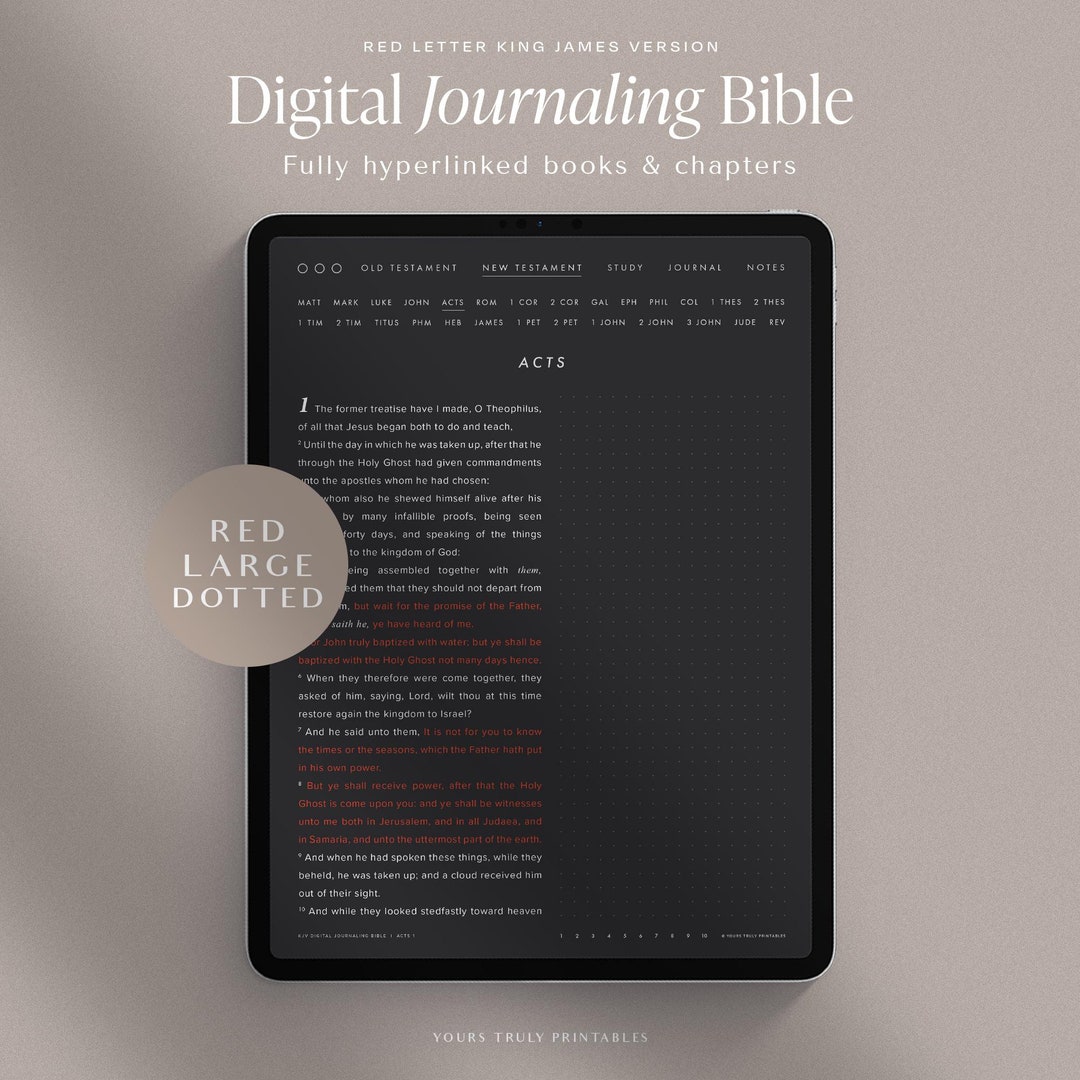 Digital Journaling Bible – KJV Red Letter Dark Mode – Large Font ...