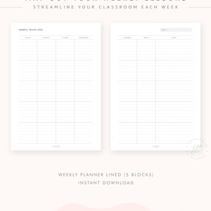Weekly Lesson Planner Template – Lined and Blank – Monthly Classes ...