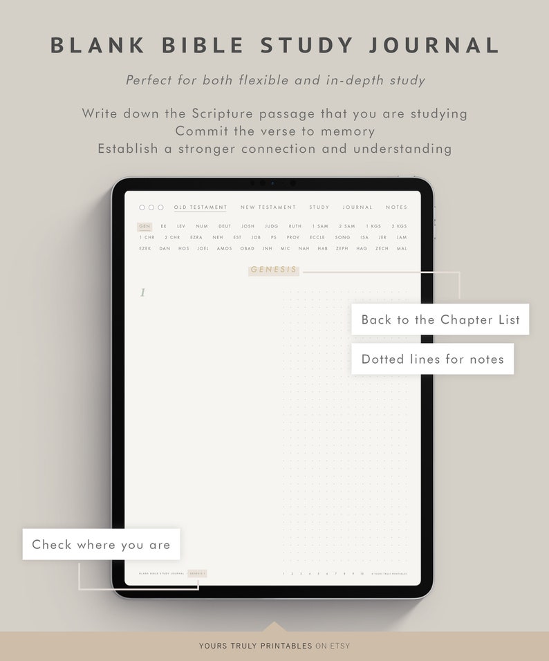 Digital Bible Study Journal Template Dotted Portrait - Etsy