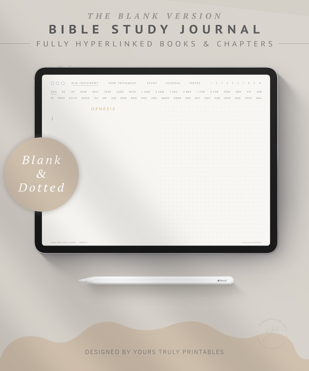 Digital Bible Study Journal Template Dotted Landscape - Etsy