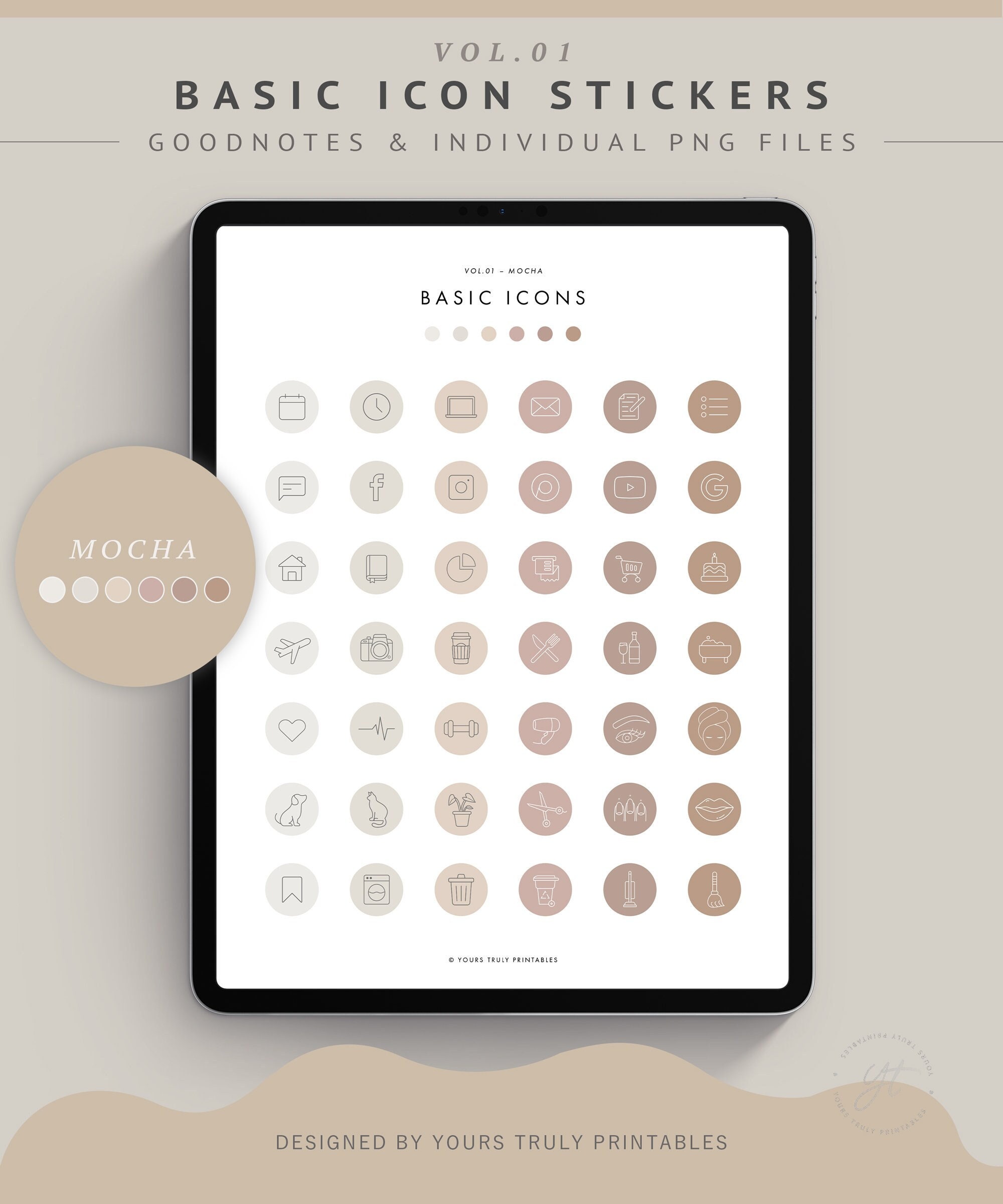 Neutral Icon Digital Stickers Goodnotes Sticker Book - Etsy UK