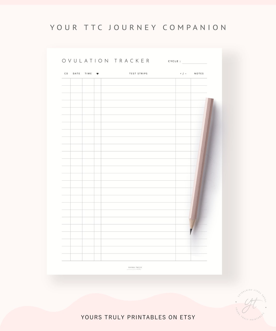 Printable Ovulation Tracker Template & Pregnancy Test Chart, OPK Test ...