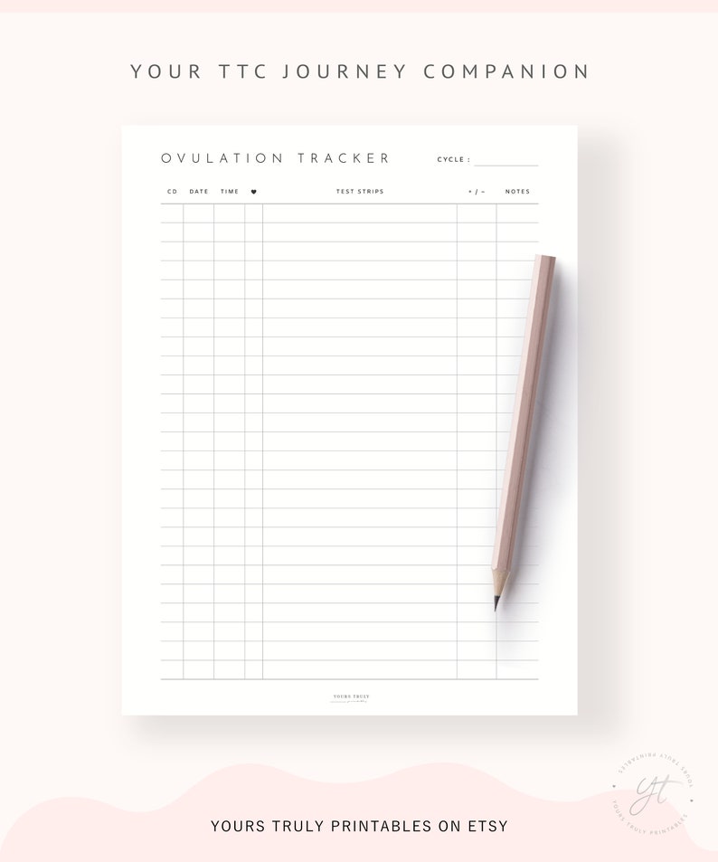 Printable Ovulation Tracker Template & Pregnancy Test Chart, OPK Test ...