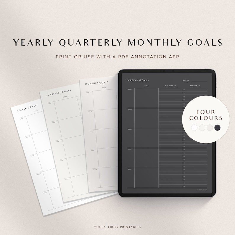 Digital Goal Planner Bundle, Printable Yearly Goals, Goodnotes ...