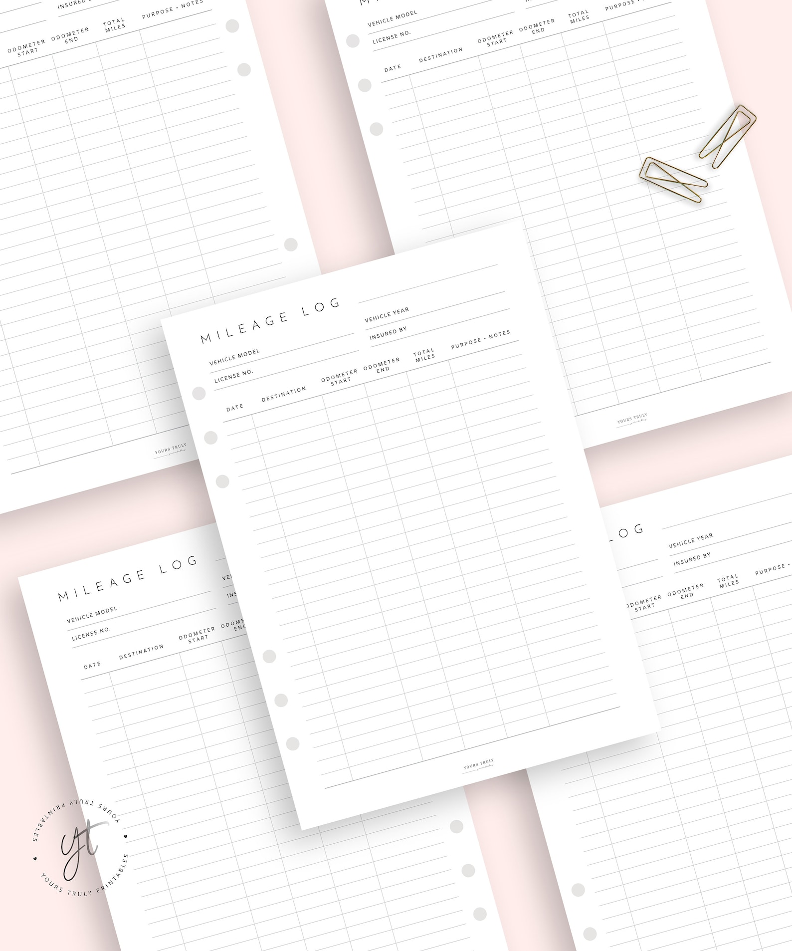 Fillable Mileage Log Template, Simple Mileage Tracker Printable ...