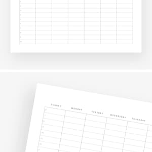 Weekly Schedule Printable, Horizontal Weekly Timetable, Minimalist Desk ...
