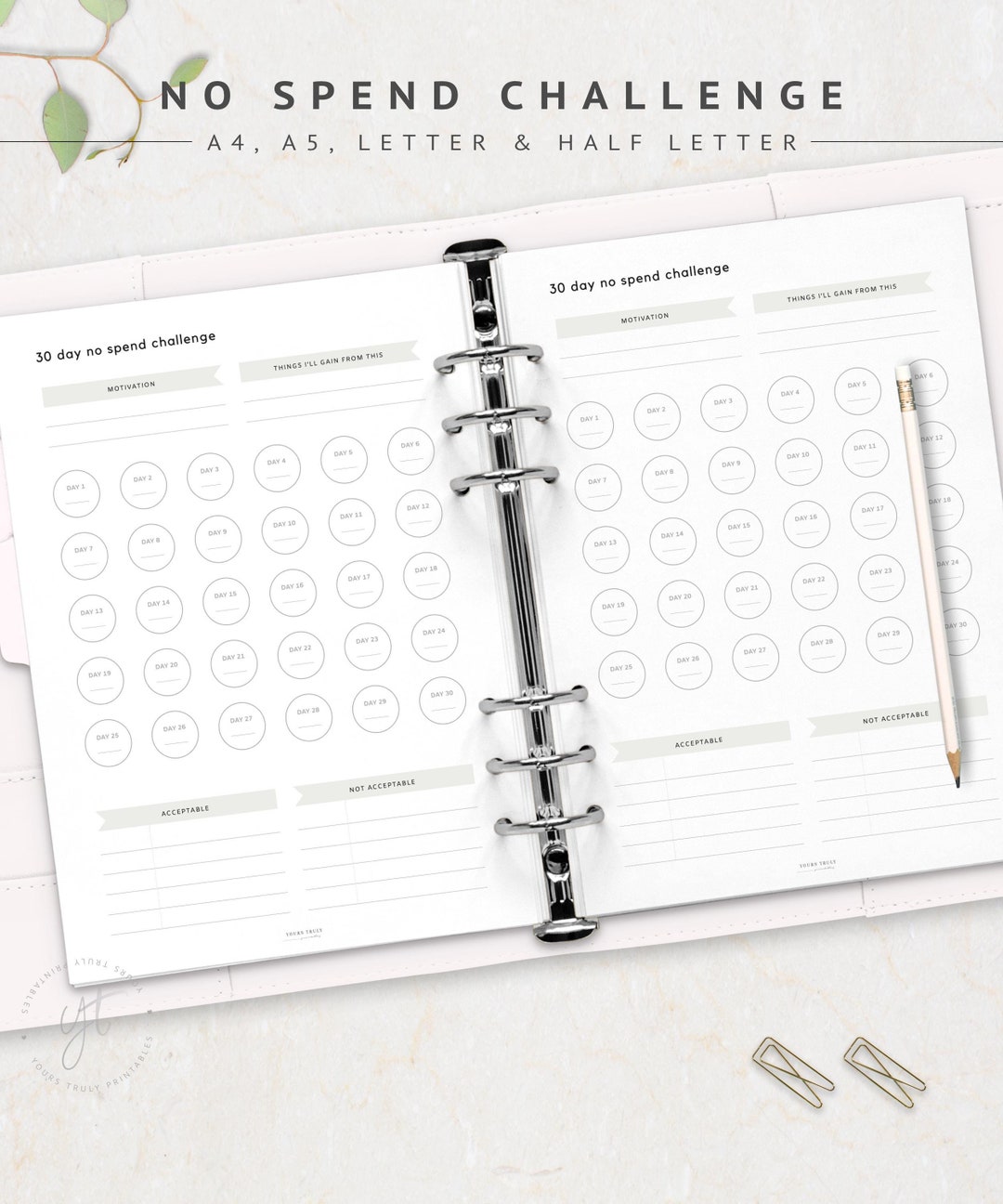 No Spend Challenge Template No Spend Tracker Printable Savings ...