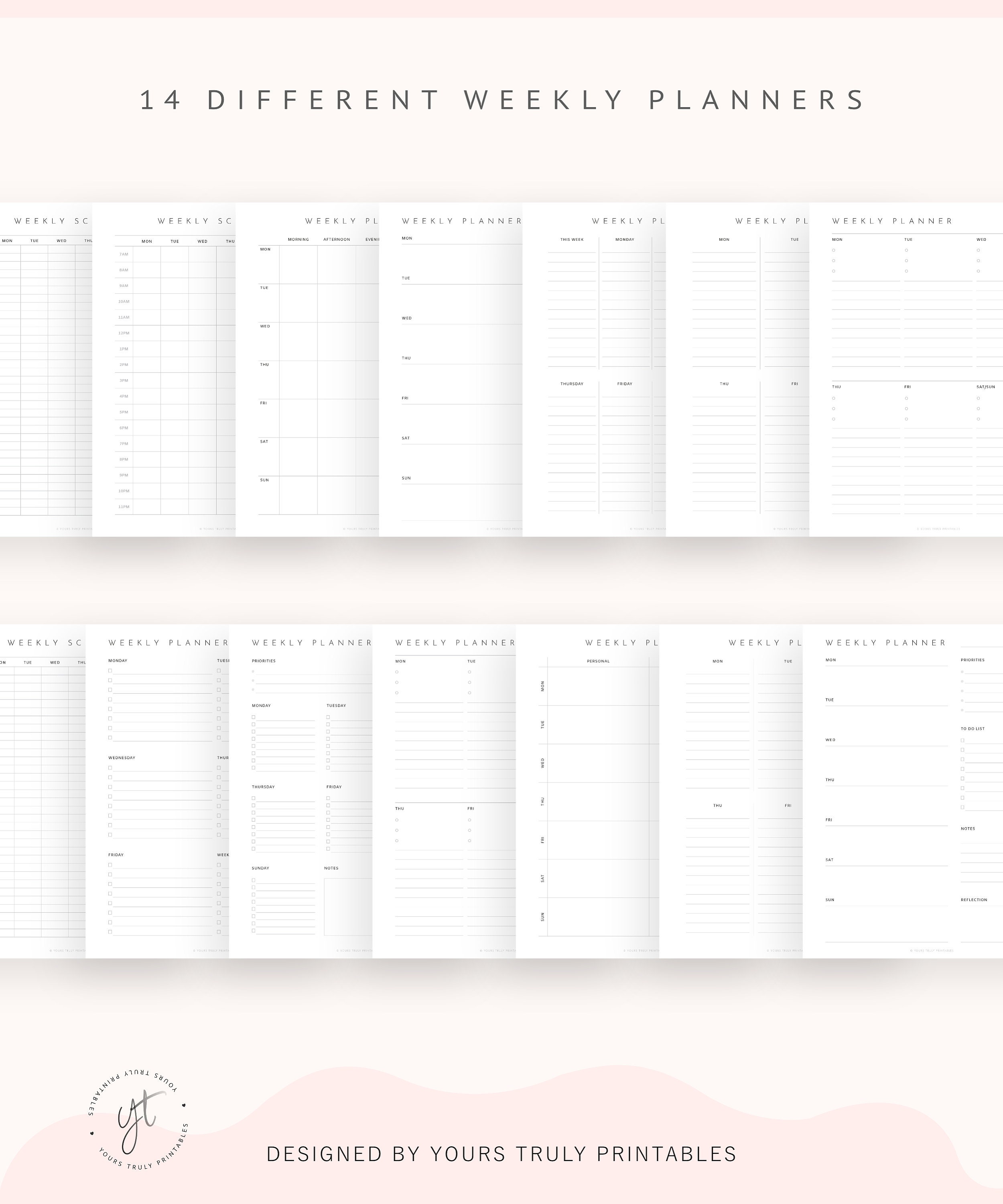 Weekly Planner Printable Kit 14 Weekly Planners Weekly to Do | Etsy UK