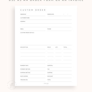 Editable Order Form, Custom Order Sheet Template, Printable Sales Order ...