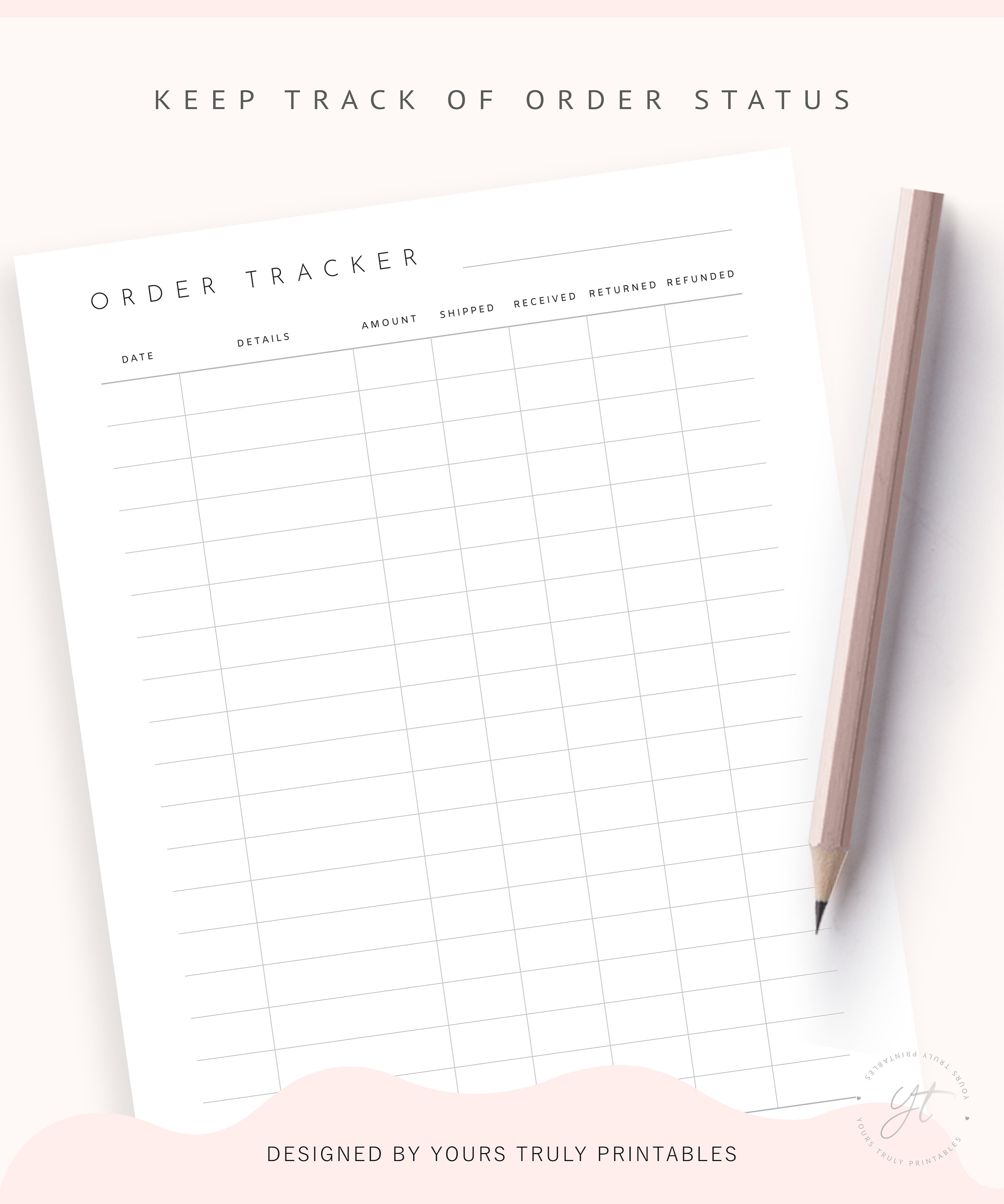 Online Shopping Order Tracker Template, Printable Shopping Log, Buy ...