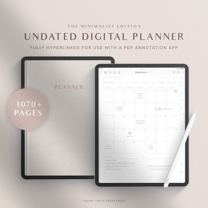 Undated Digital Planner Portrait - Etsy