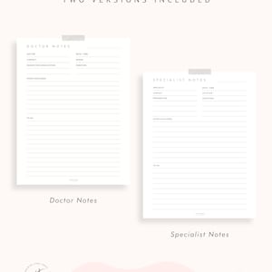Printable Doctor Visit Notes, Specialist Medical Appointment Log ...