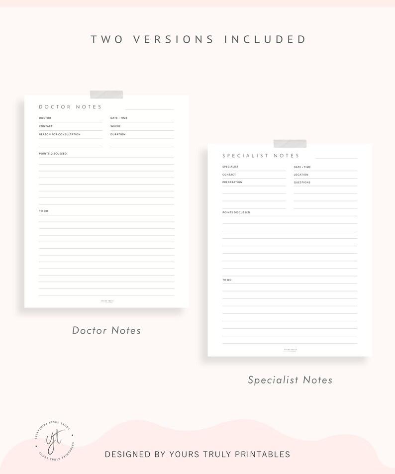 Printable Doctor Visit Notes Specialist Medical Appointment - Etsy