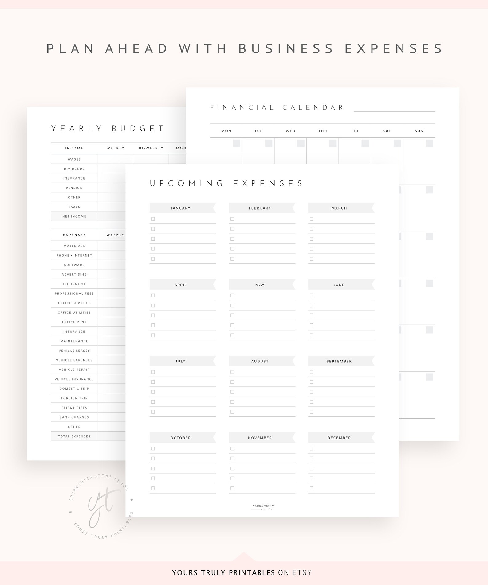 Small Business Bookkeeping Printable Pack, Accounting Template, Budget ...