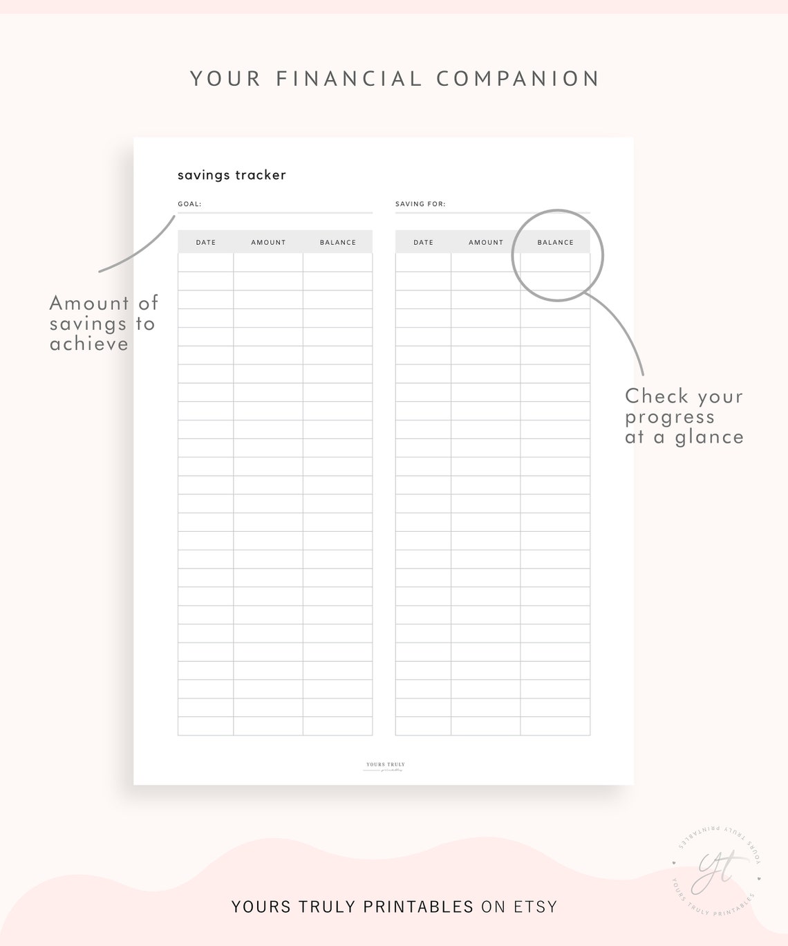 Savings Tracker Printable PDF Savings Goal Planner Money | Etsy
