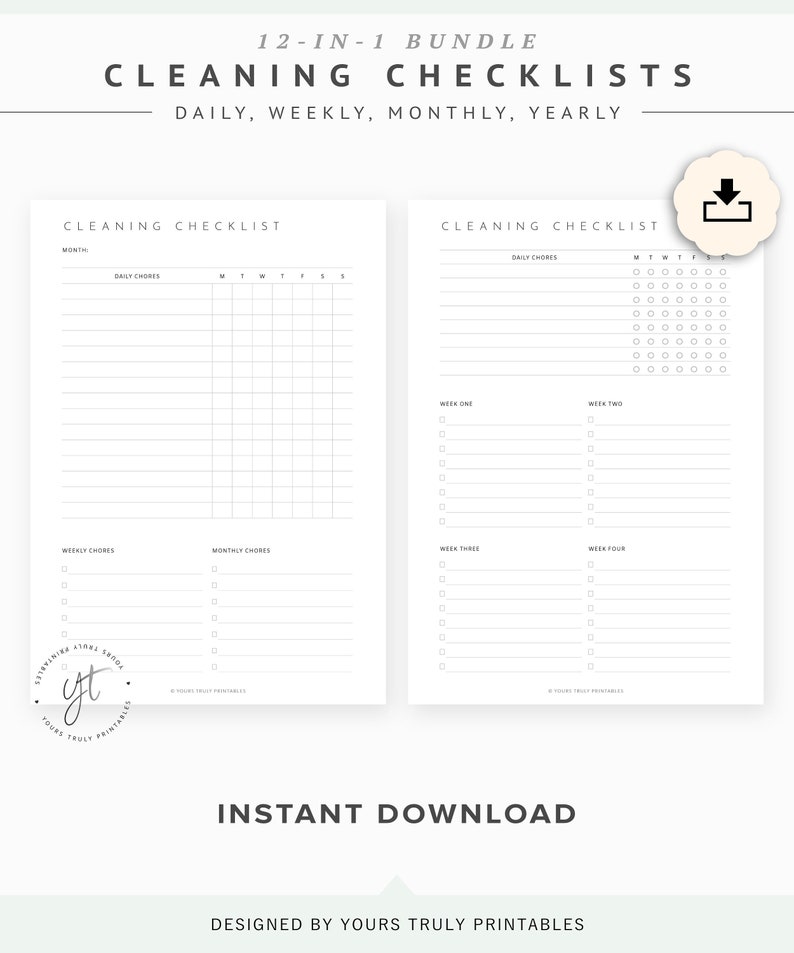 Cleaning Checklist Printable Monthly Cleaning Routine - Etsy UK