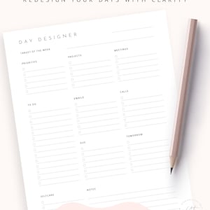 Editable Daily Work Planner Printable, Fillable Work Day Planner ...