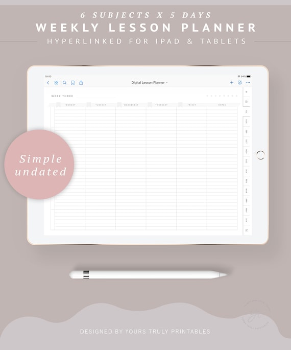 Digital Weekly Lesson Planner for Teachers Homeschool Lesson | Etsy