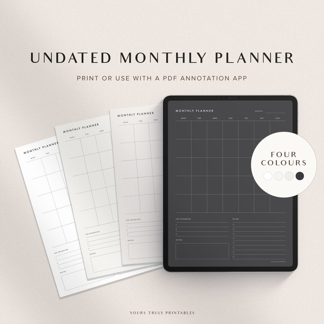 Digital Monthly Planner, Printable Monthly Calendar, Goodnotes Monthly ...
