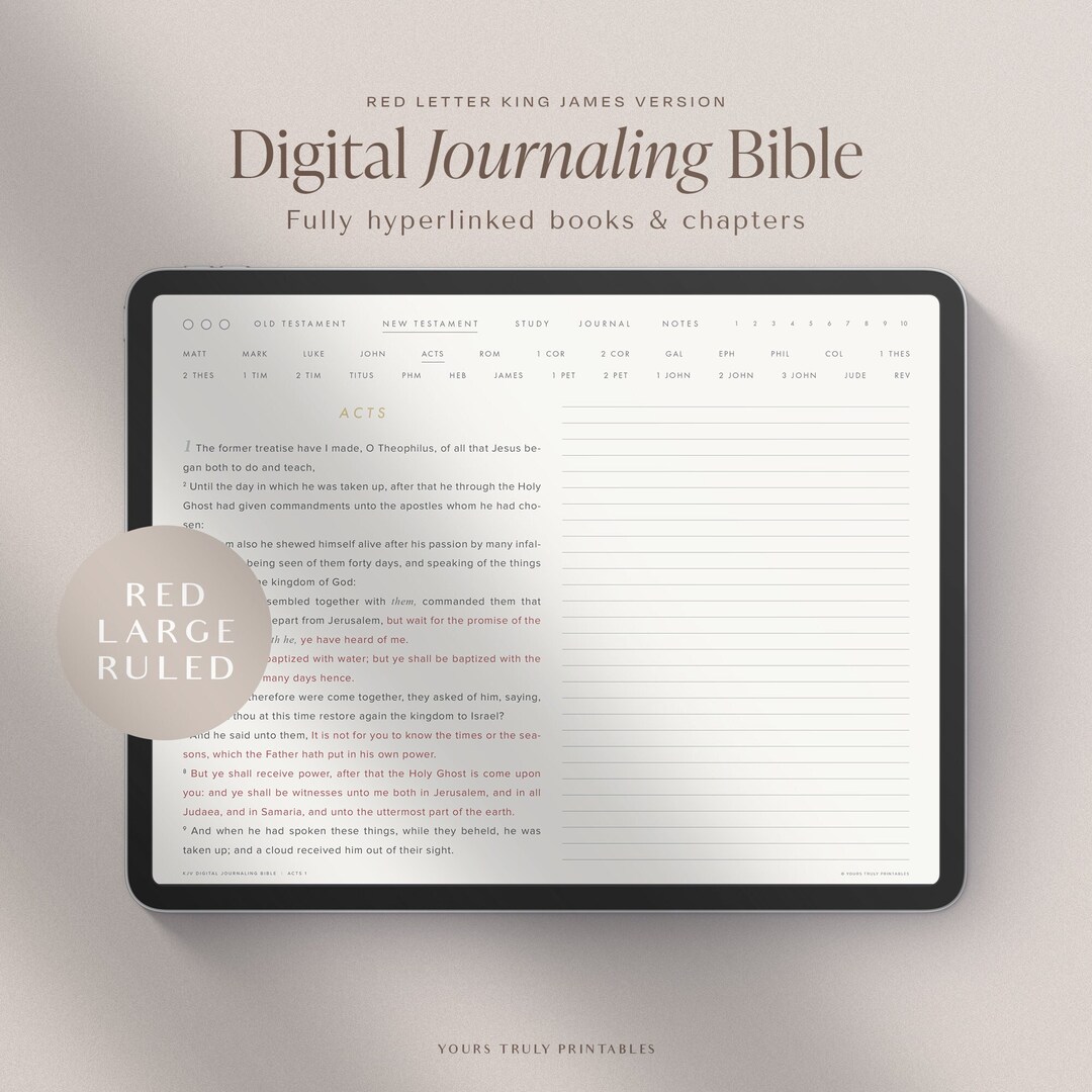 Digital Journaling Bible – KJV Red Letter – Large Font – Ruled ...