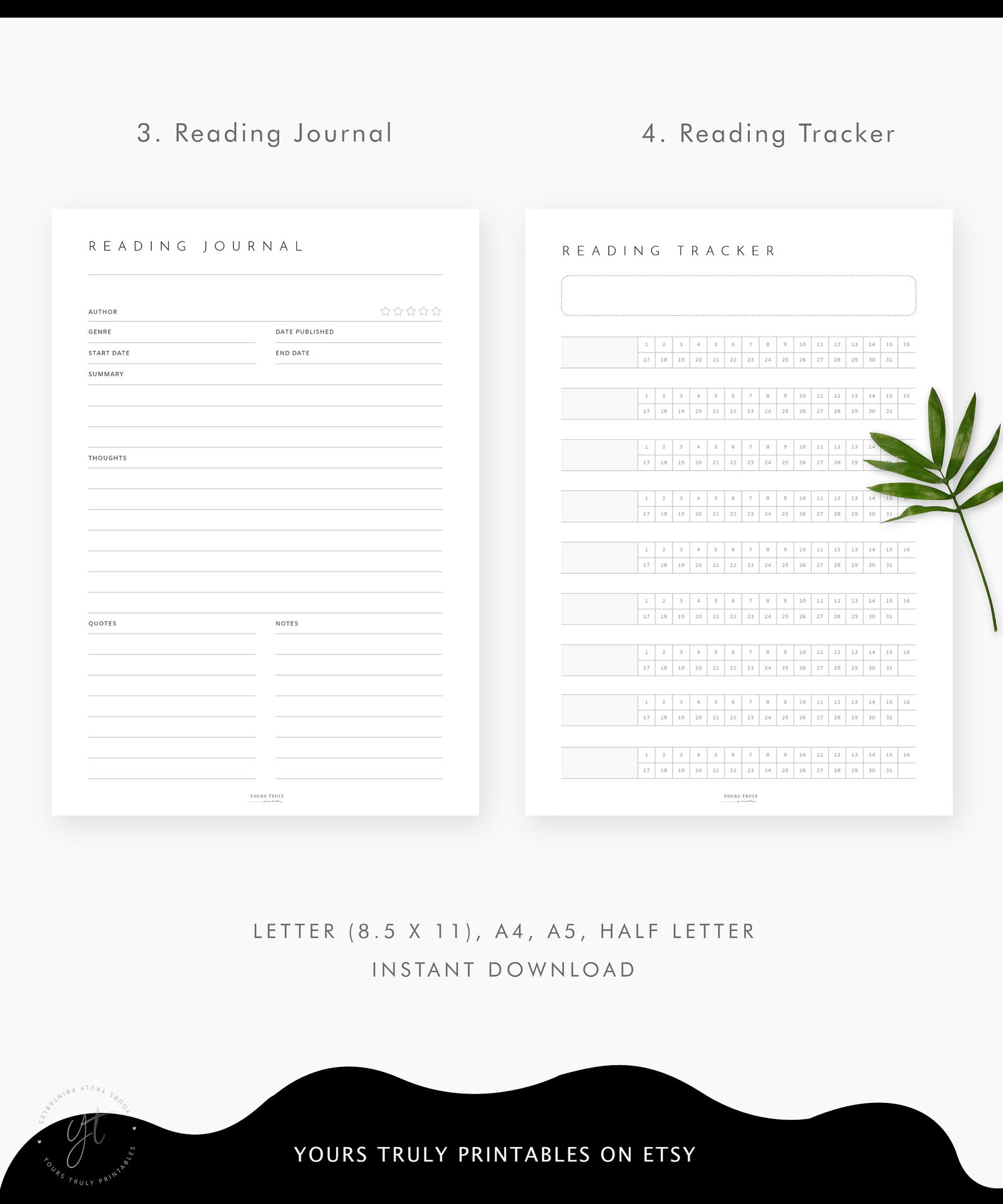 Editable Reading Journal Daily Reading Log With Summary - Etsy