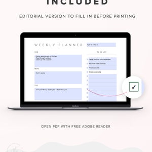 Weekly Planner Printable PDF, Editable Weekly Planner Template Bundle ...