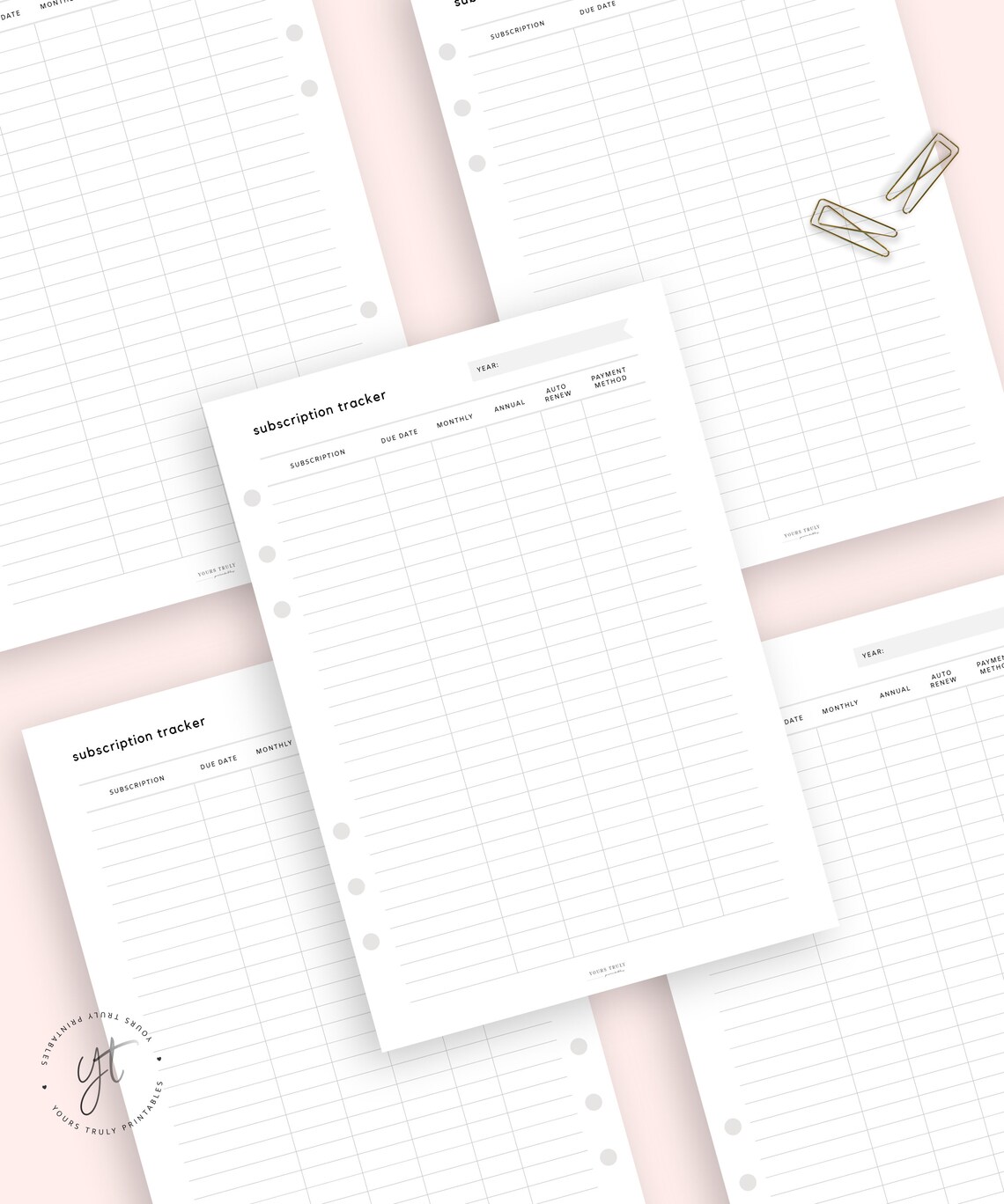 Subscription Tracker Printable – Monthly Expense Tracker, Yearly ...