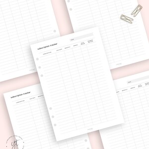 Subscription Tracker Printable – Monthly Expense Tracker, Yearly ...