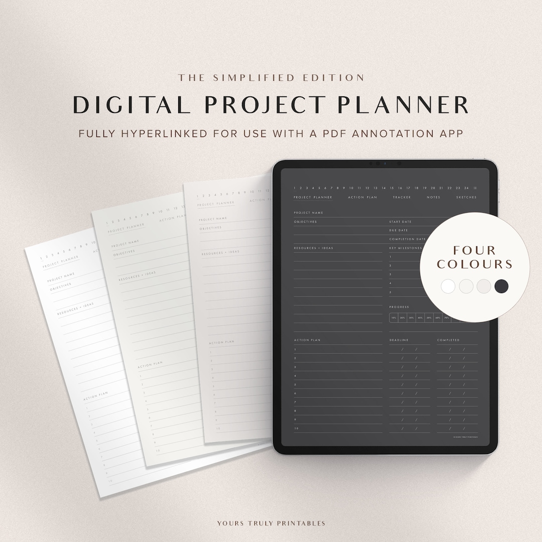 Digital Project Planner Template, Project Management, Work Planner ...