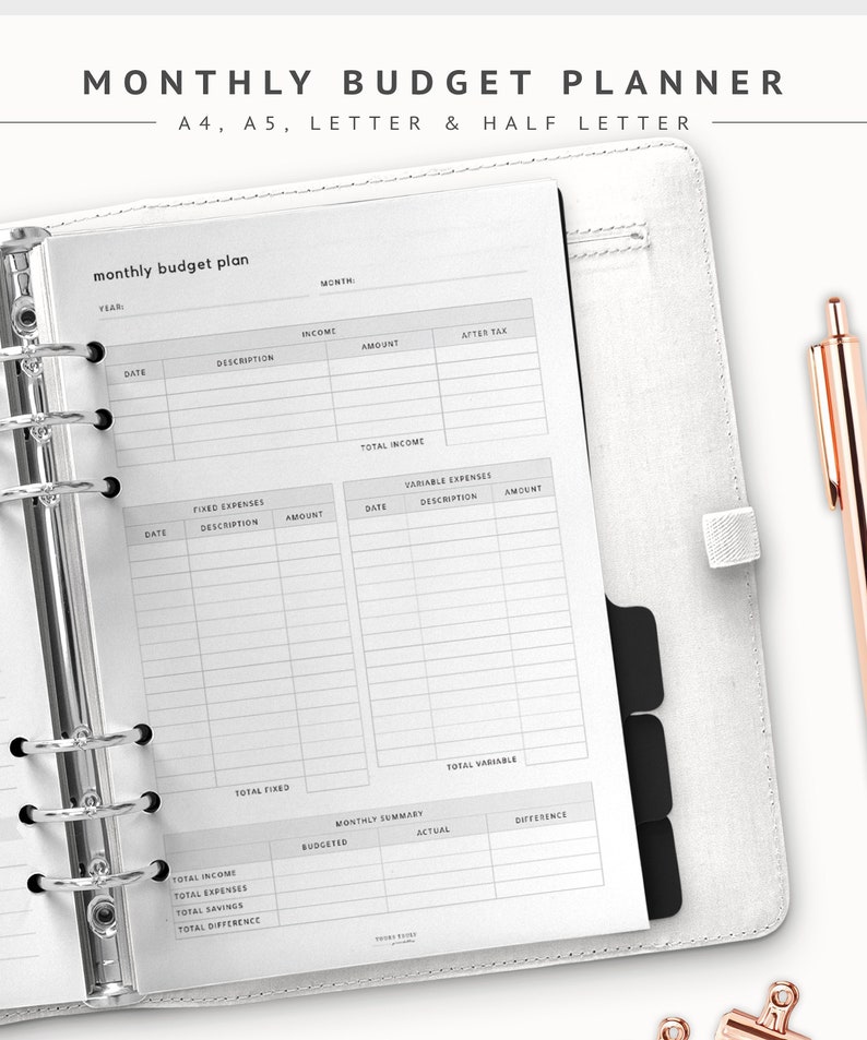 Monthly Budget Planner Printable Inserts, Budget Planner Template PDF ...