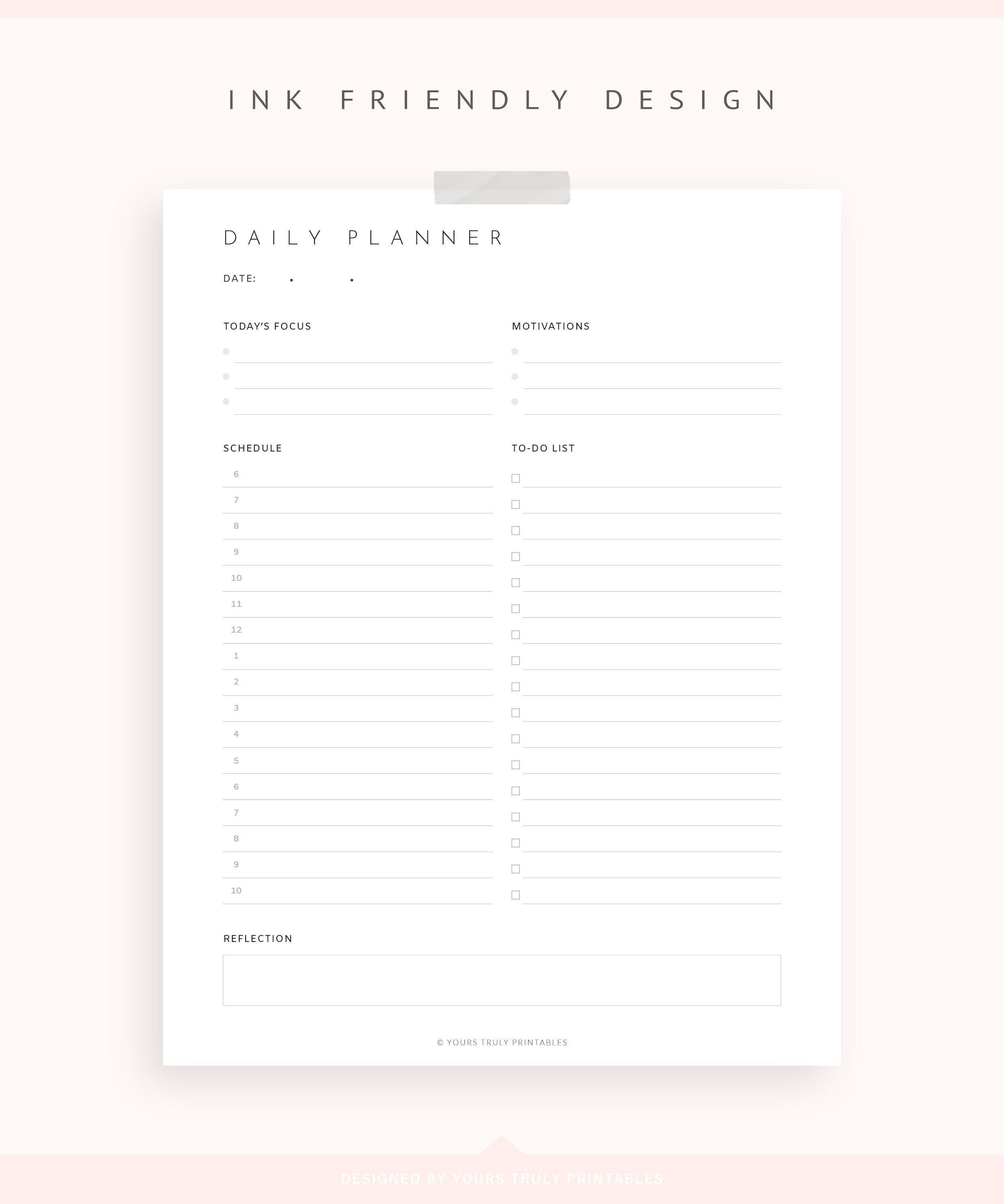 Daily Planner Printable to Do List Template Hourly Schedule | Etsy