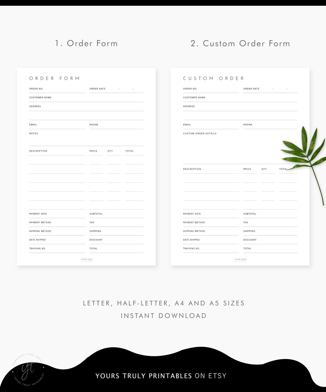 Editable Order Form Custom Order Sheet Template Printable | Etsy