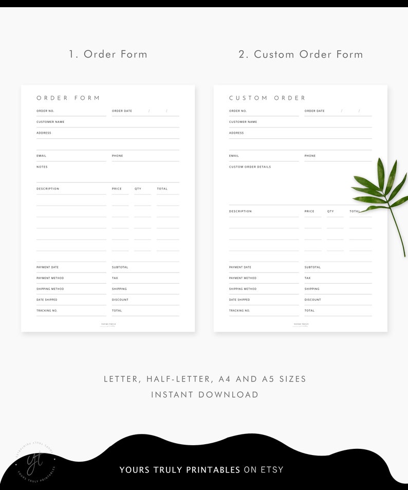 Editable Order Form Custom Order Sheet Template Printable | Etsy