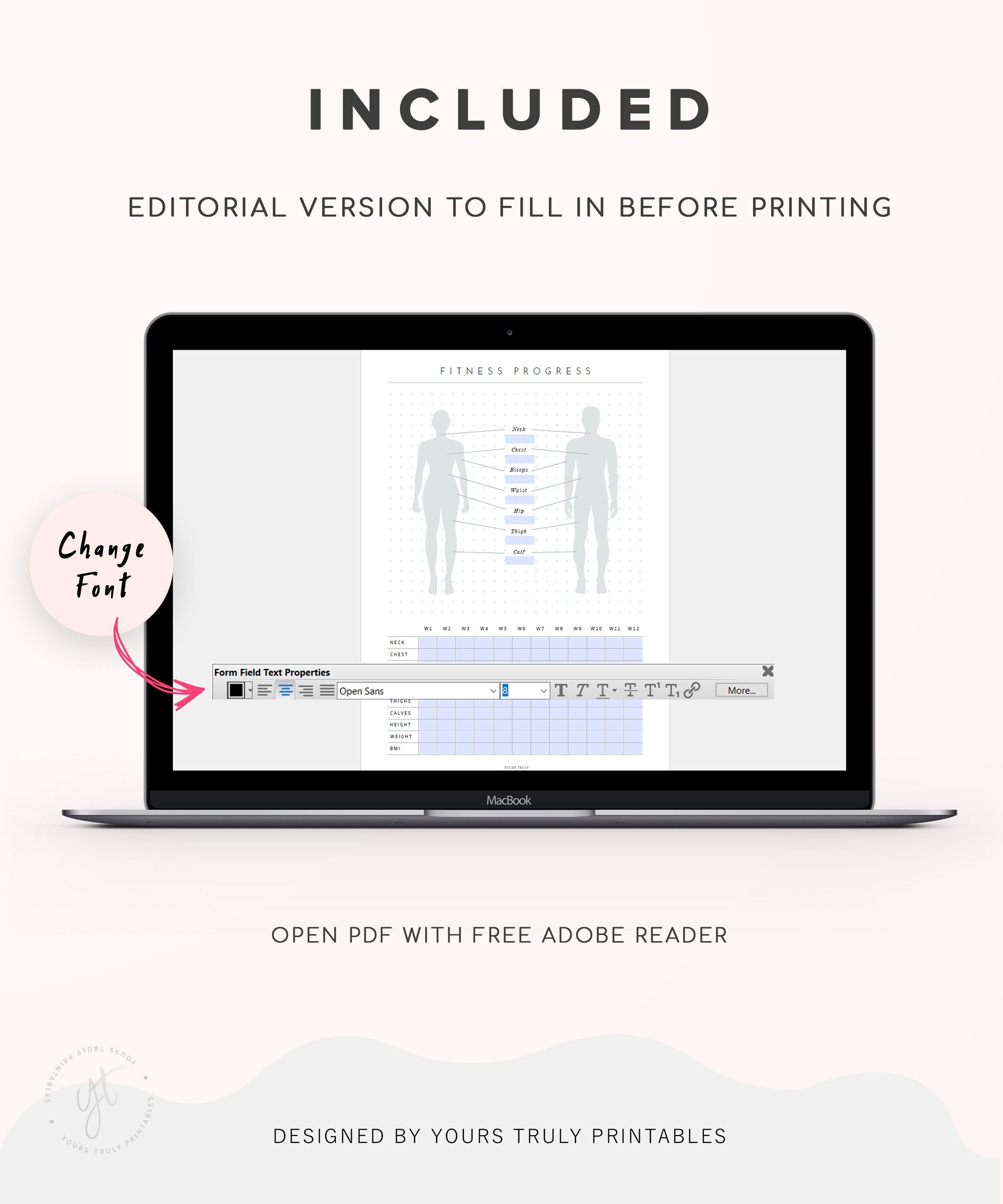 Body Measurement Chart Printable Fillable Body Measurements - Etsy UK