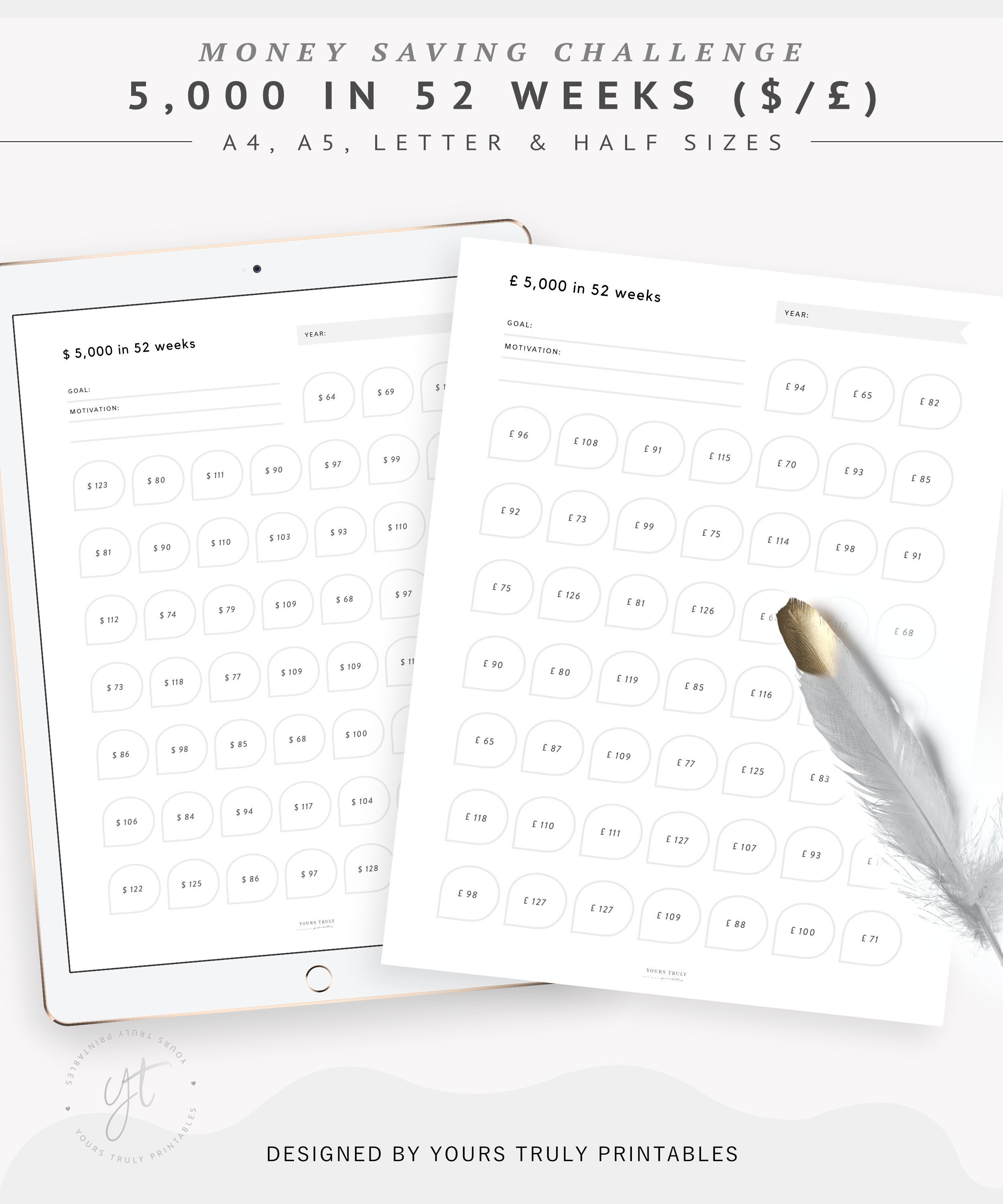 5000 Money Saving Challenge Chart Save 5K Dollars in a Year - Etsy ...