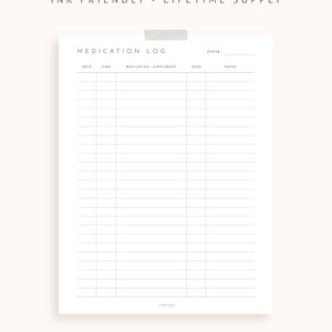 Printable Medication Log Sheet PDF, Monthly Medication Tracker ...