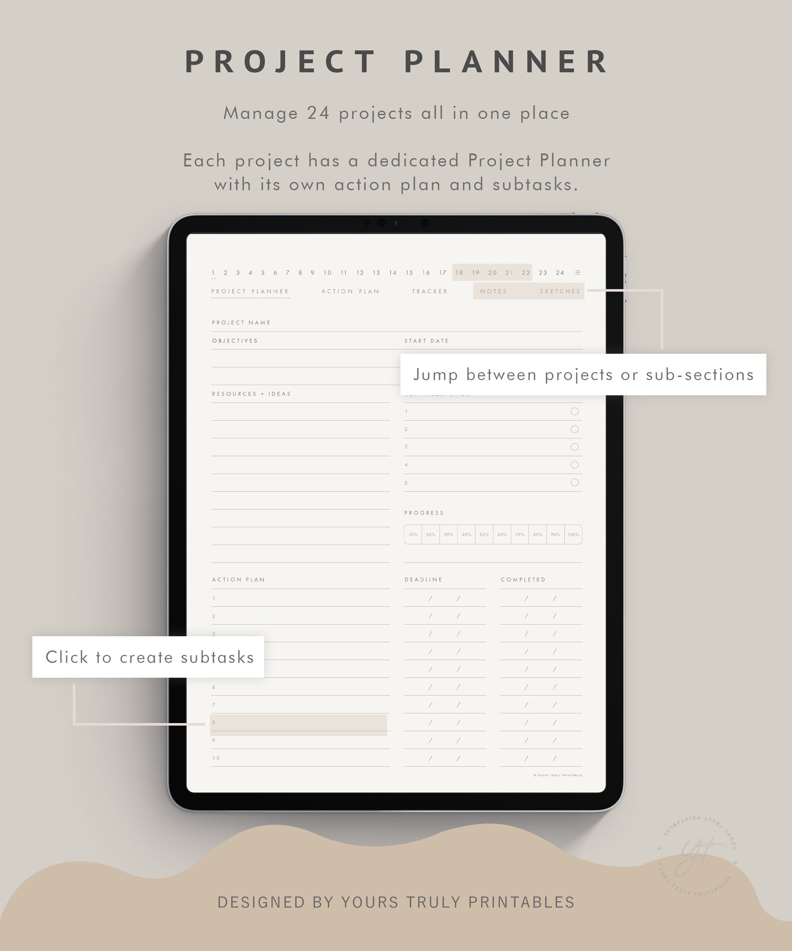 Digital Project Planner Template Project Management Work - Etsy UK