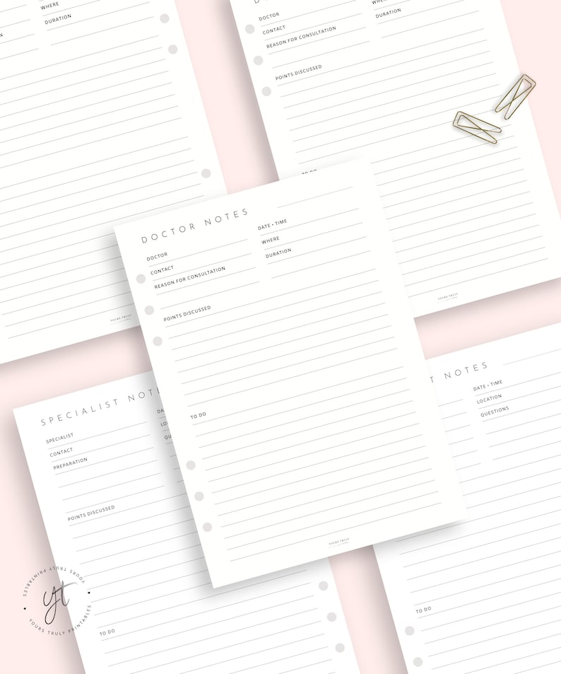Printable Doctor Visit Notes, Specialist Medical Appointment Log ...