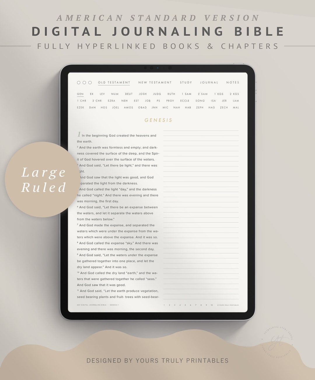 Digital Journaling Bible ASV Large Font Ruled Portrait - Etsy