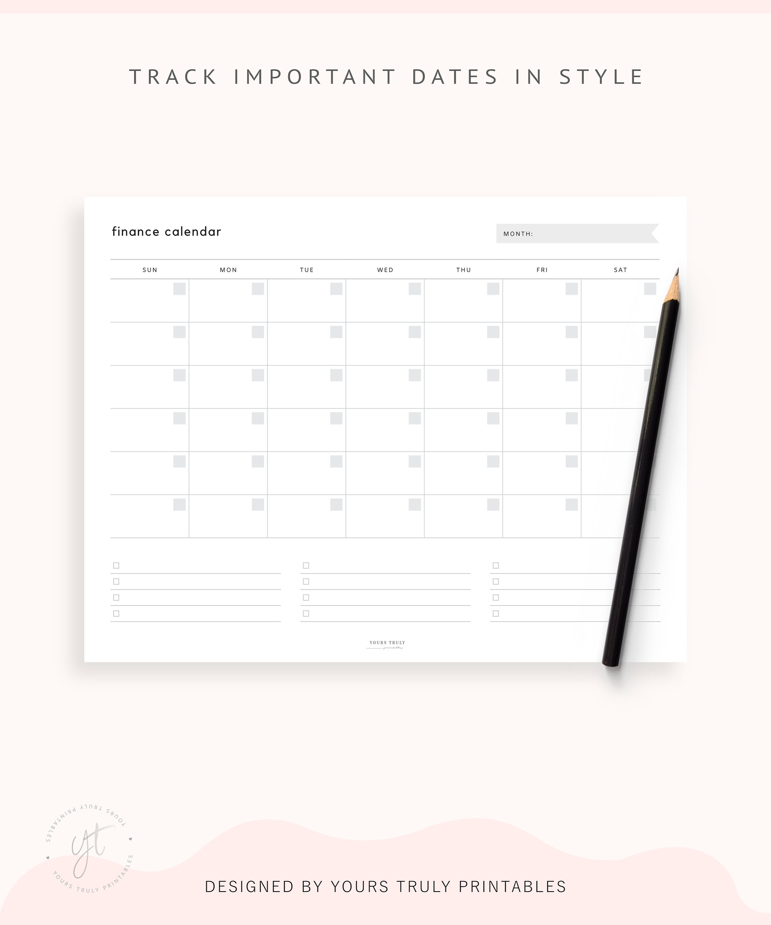 Bill Payment Calendar Printable Financial Calendar Bill Pay - Etsy