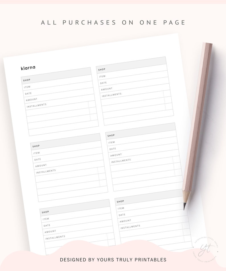 Afterpay Klarna & Paypal Tracker Printable Online Shopping - Etsy