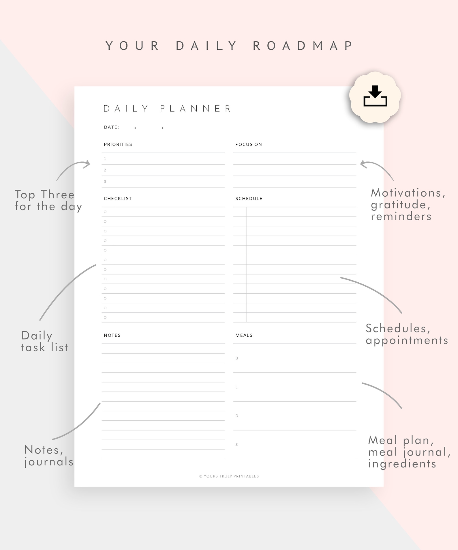 Editable Daily Planner Printable, Daily to Do List, Day Planner for ...