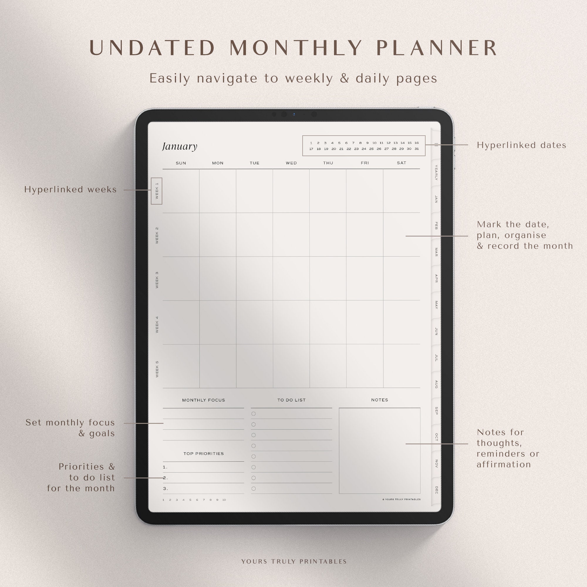 Undated Digital Planner – the Essential Edition – Minimalist Student ...