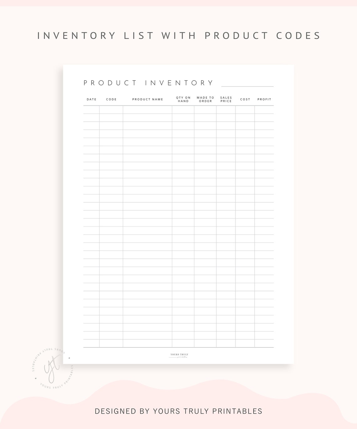 Editable Product Inventory List Printable Inventory Tracker | Etsy UK
