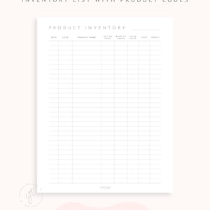 Editable Product Inventory List, Printable Inventory Tracker Template ...