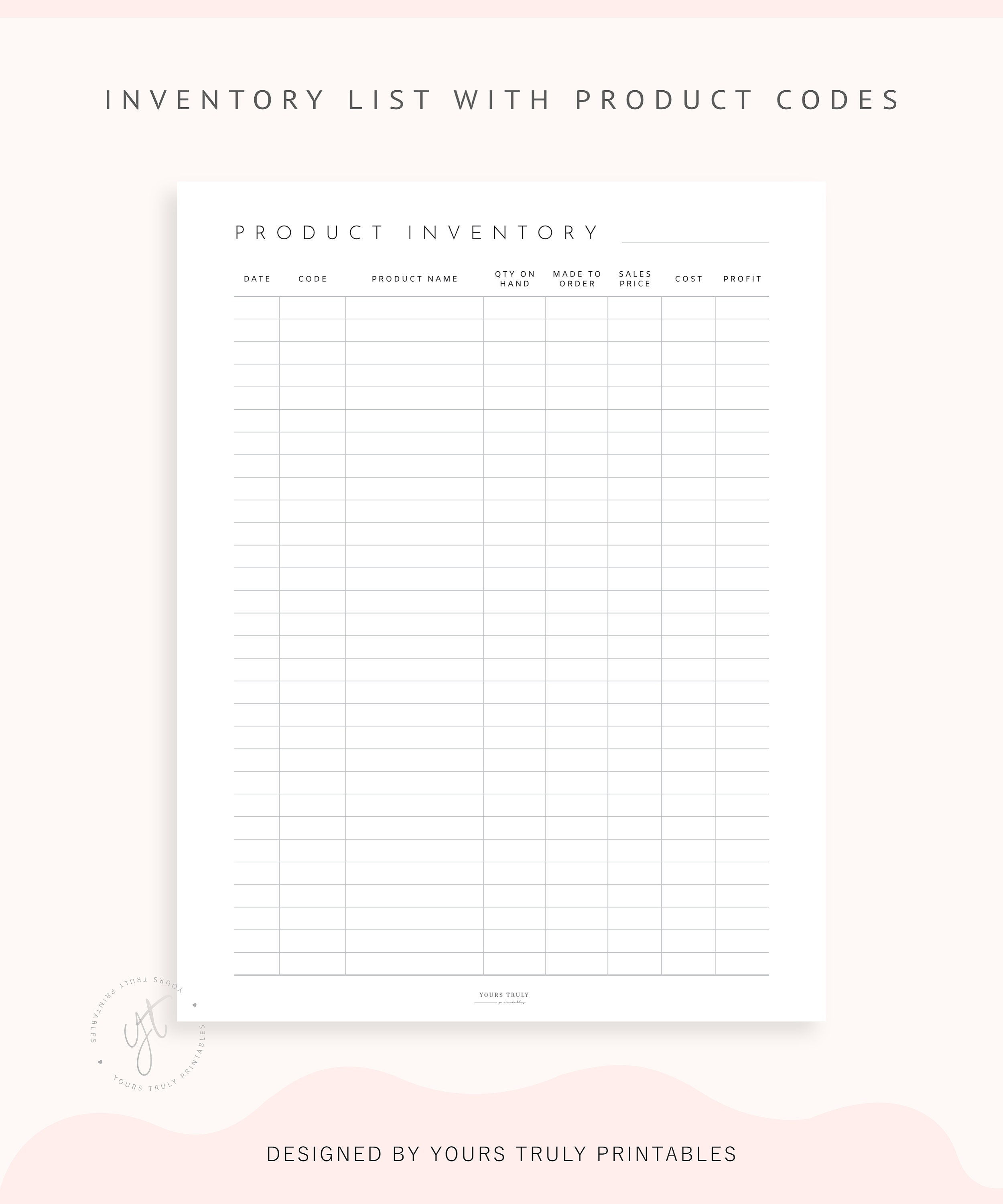 Editable Product Inventory List, Printable Inventory Tracker Template ...