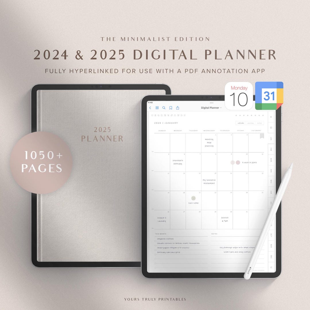 2024 & 2025 Digital Planner, Goodnotes Planner Google Calendar Daily ...