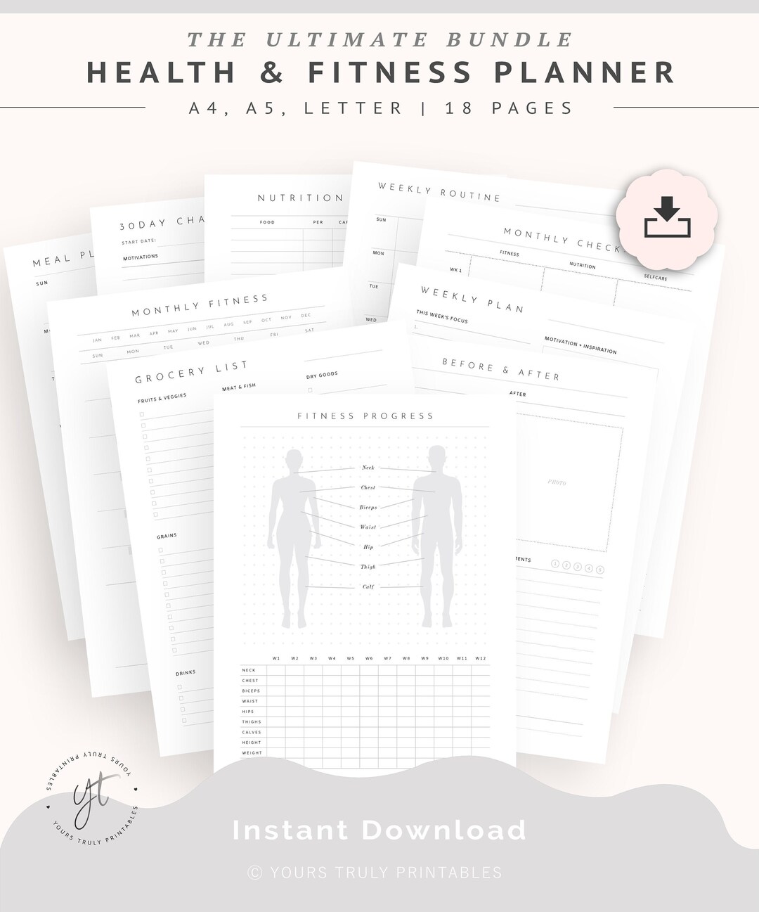 Fitness Planner for Beginners Printable, Fitness Journal, Health ...